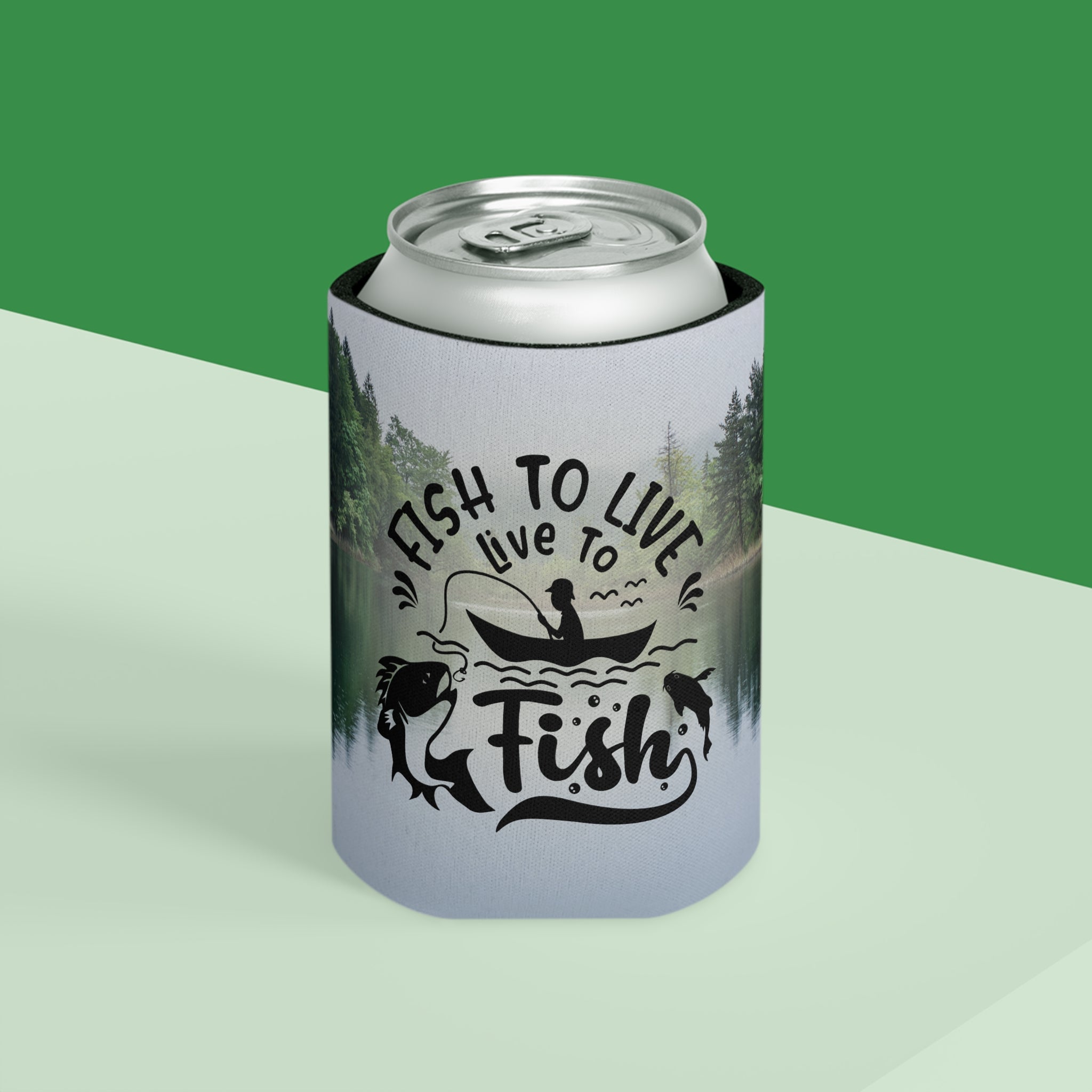 Fish To Live Can Cooler – Graphink_Print_Design